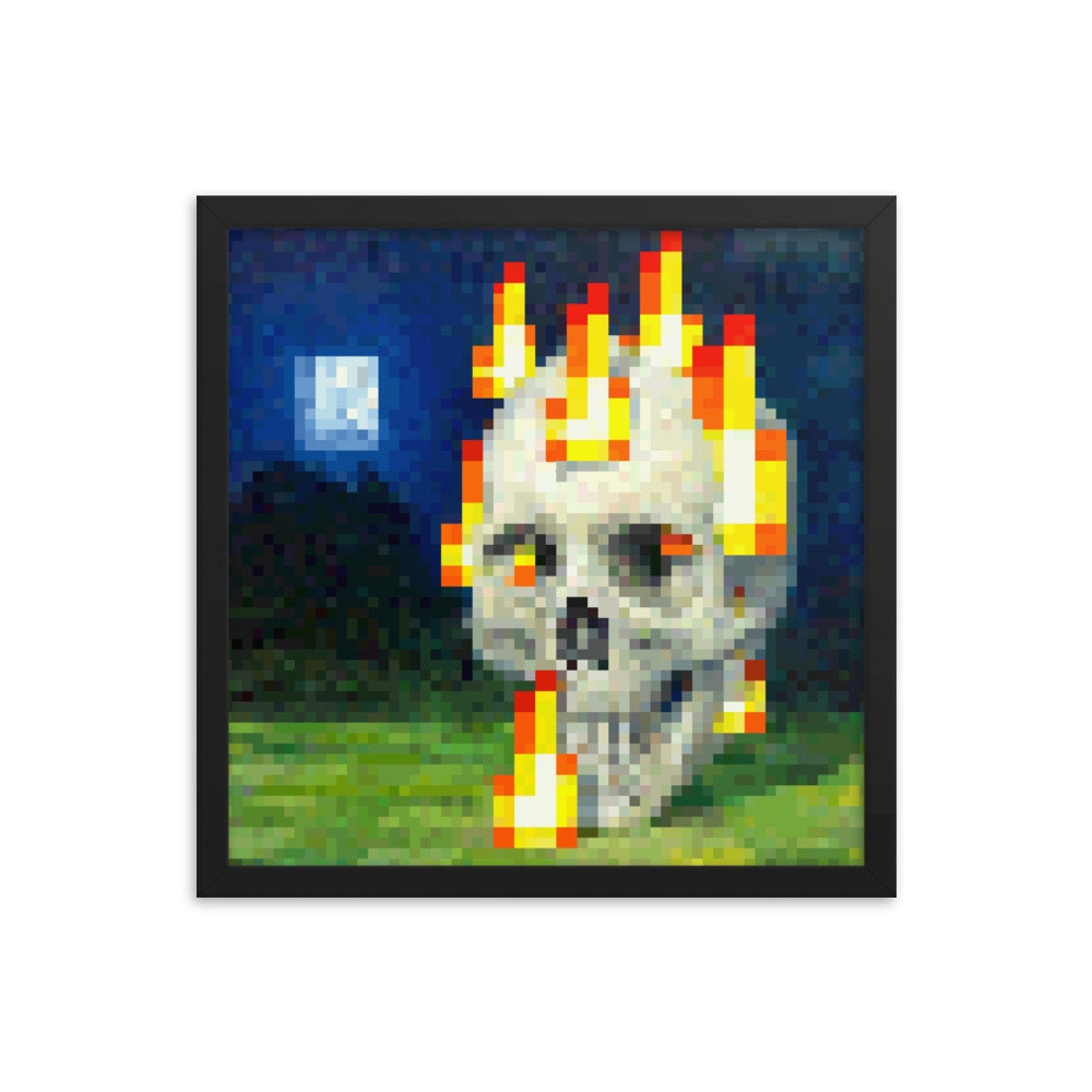 Minecraft Painting - Skull on Fire - Framed Poster - Etsy