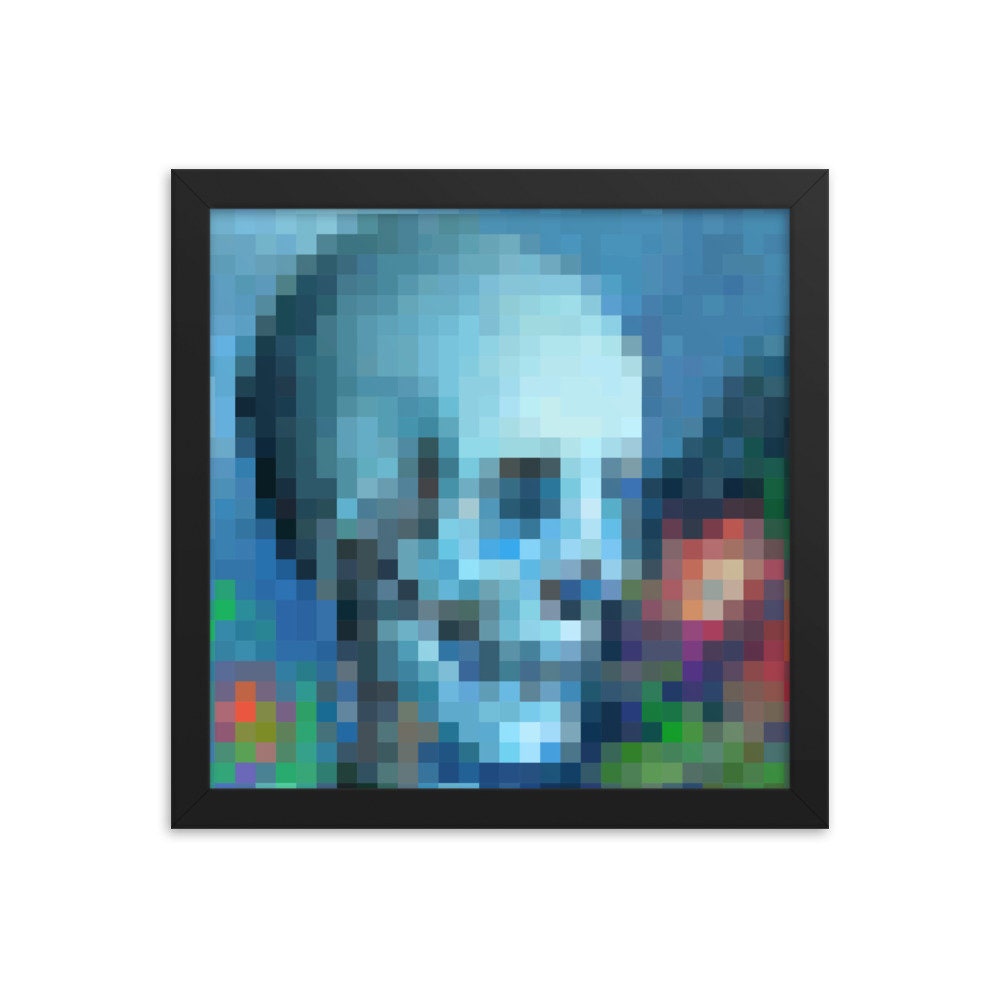 Minecraft Painting Skull and Roses Framed Poster - Etsy