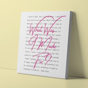 What Was I Made for ? Billie Eilish - Lyric Print - Digital Download in ...