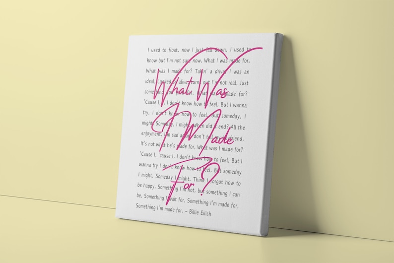 What Was I Made for ? Billie Eilish - Lyric Print - Digital Download in ...