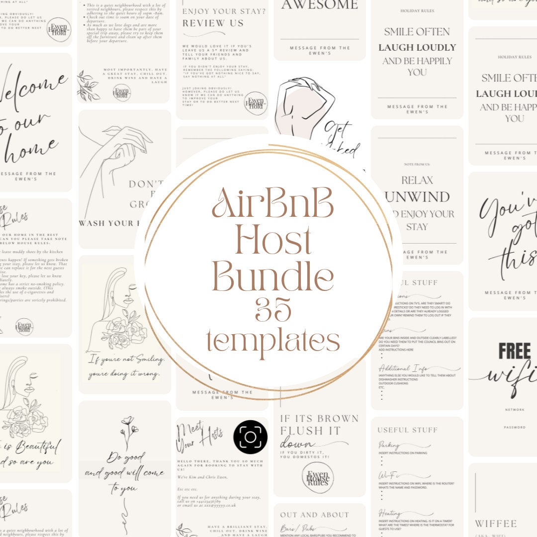 HUGE Airbnb Host Bundle - 35 TEMPLATES Prints/welcome Sign/humour ...
