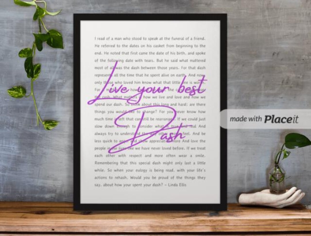 The Dash - Linda Ellis - Live Your Best Dash Print - Digital Download ...
