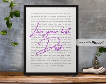 The Dash - Linda Ellis - Live Your Best Dash Print - Digital Download ...