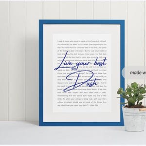 The Dash - Linda Ellis - Live Your Best Dash Print - Digital Download ...