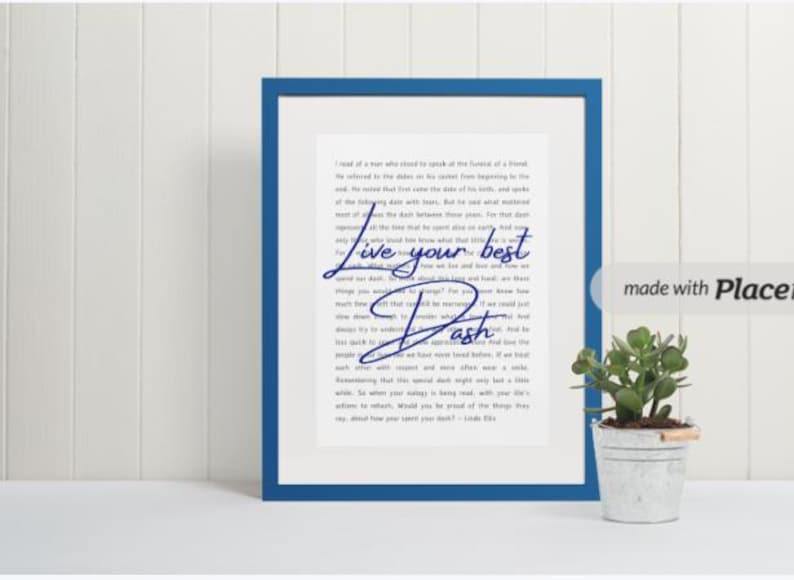 The Dash - Linda Ellis - Live Your Best Dash Print - Digital Download ...