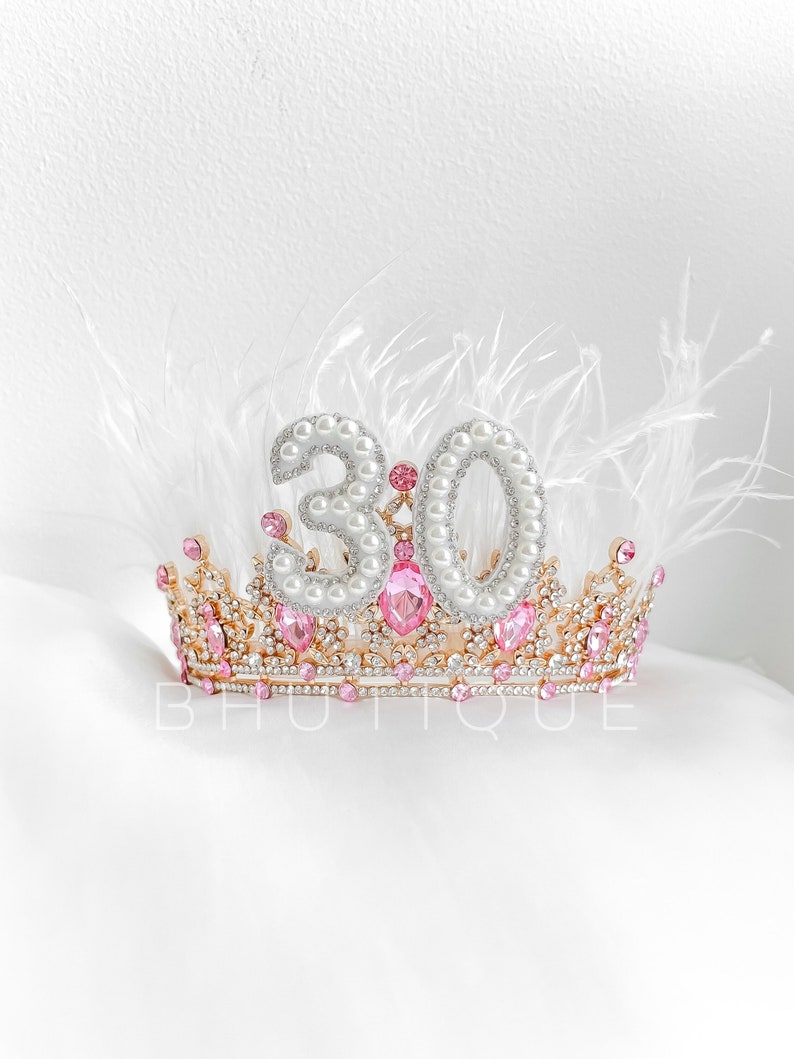 Luxury Birthday Crown With Feathers 21st 30th 40th 50th 60th Birthday ...