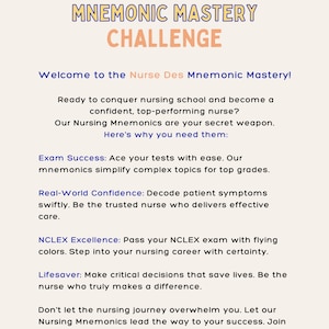 Nursing Mnemonics Review Guide - Essential NCLEX Prep | Memory Boost ...