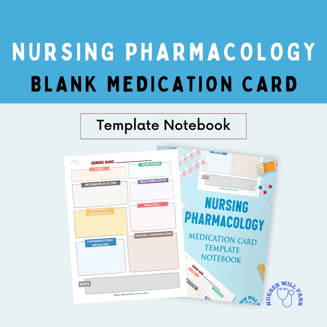 Nursing Pharmacology Drug Card Notebook | 120 Blank Pages for ...