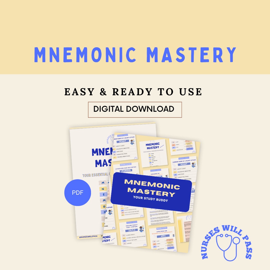 Nursing Mnemonics Review Guide - Essential NCLEX Prep | Memory Boost ...