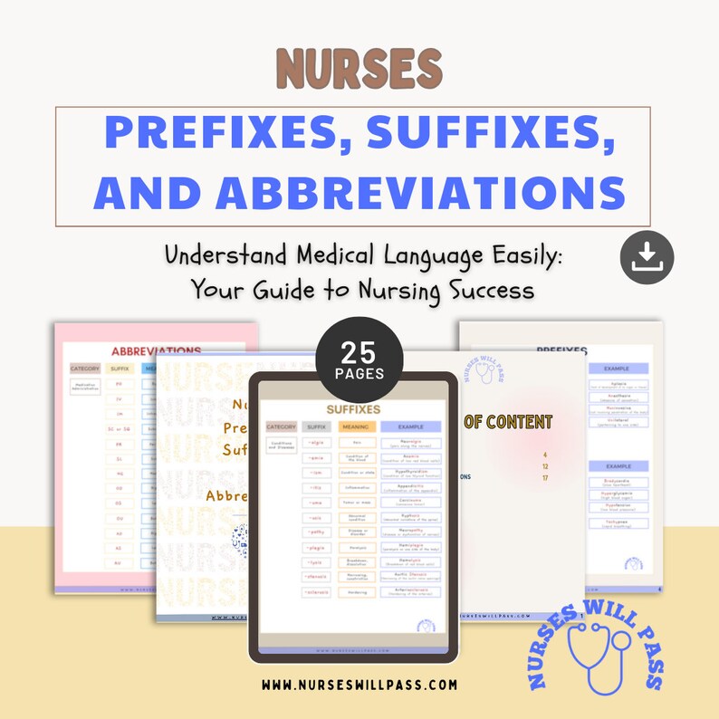 Nurse's Guide: Prefixes, Suffixes, Abbreviations A Comprehensive ...