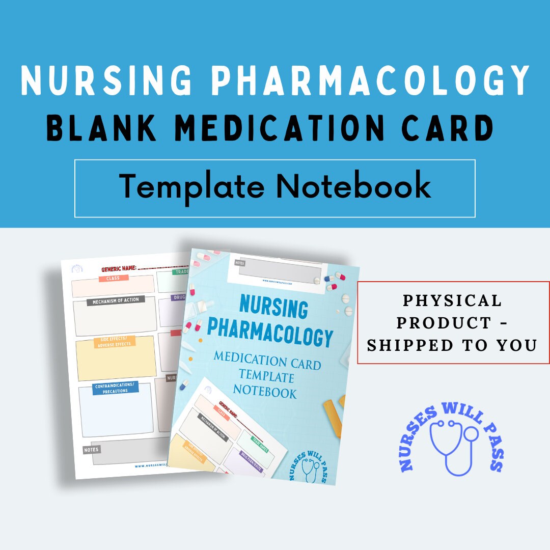 Nursing Pharmacology Drug Card Notebook | 120 Blank Pages for ...