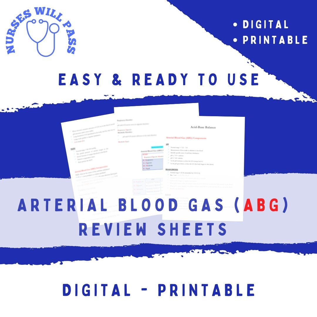 Arterial Blood Gas ABG Made Simple: Your Go-to Review Sheet - Etsy UK