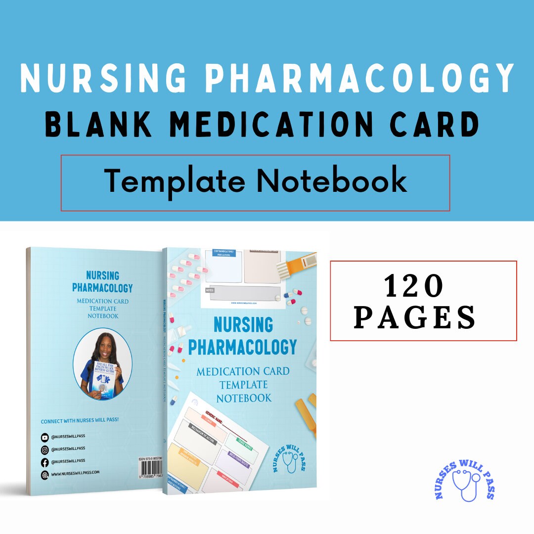 Nursing Pharmacology Drug Card Notebook | 120 Blank Pages for ...