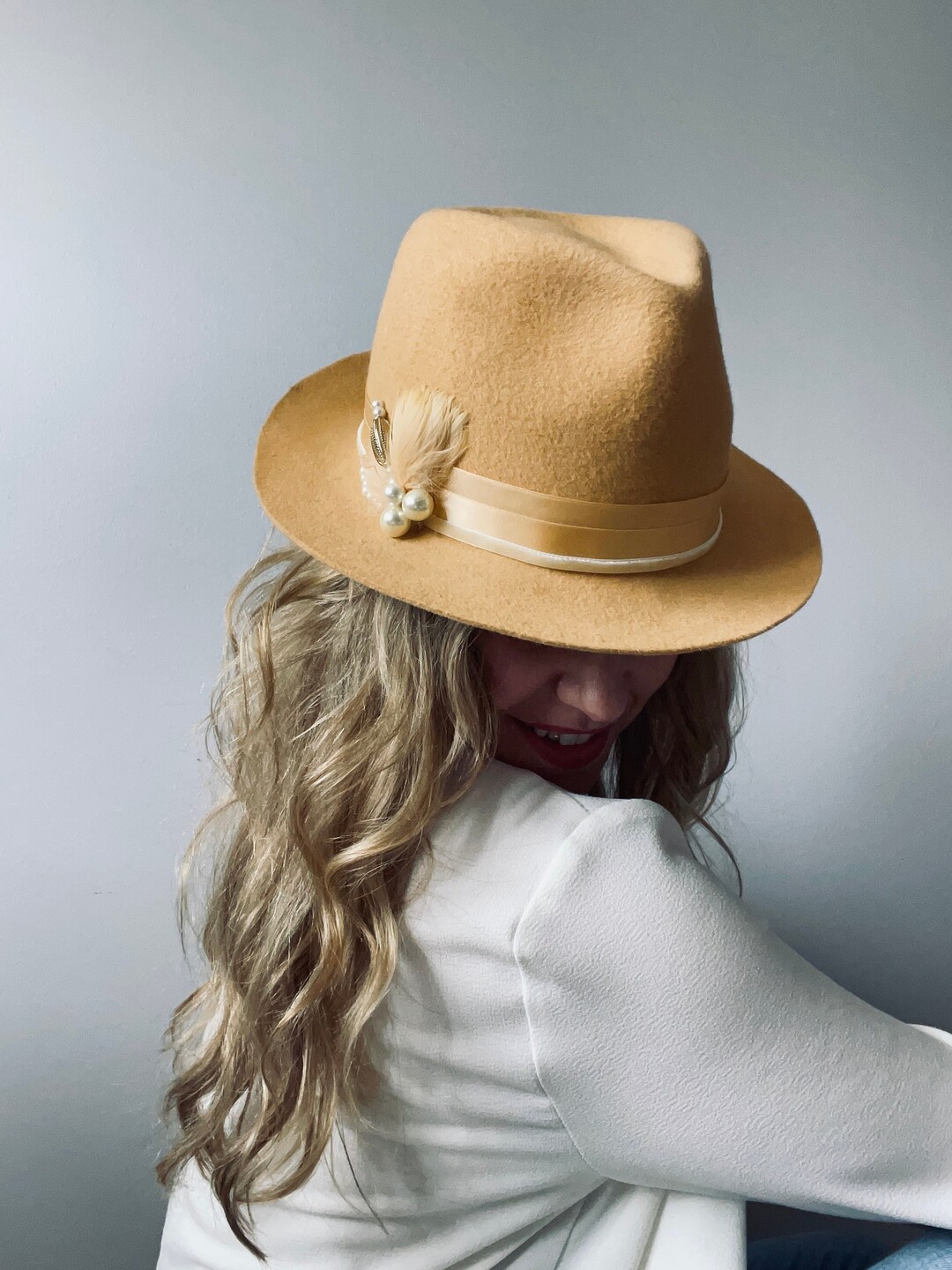 Yellow Handmade Fur Felt Fedora Hat - Etsy