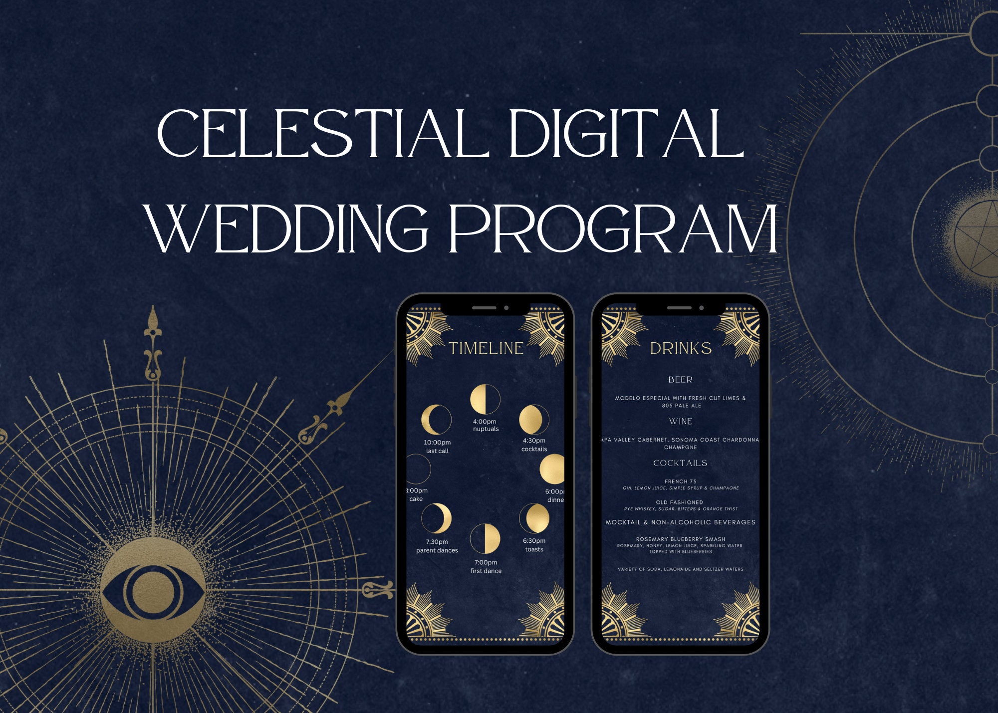 Celestial Digital Wedding Program Canva Template - Etsy