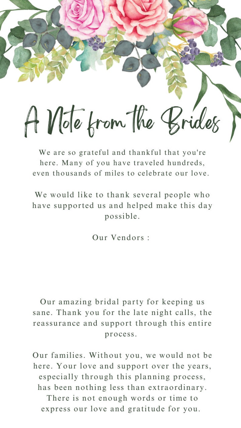 Floral Digital & Printable Wedding Program Canva Template - Etsy