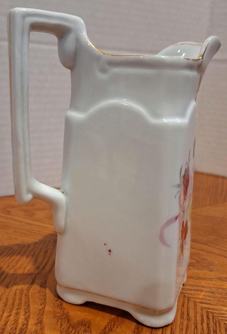 Rare Antique Hand-painted Floral Porcelain Milk Pitcher Molded in ...