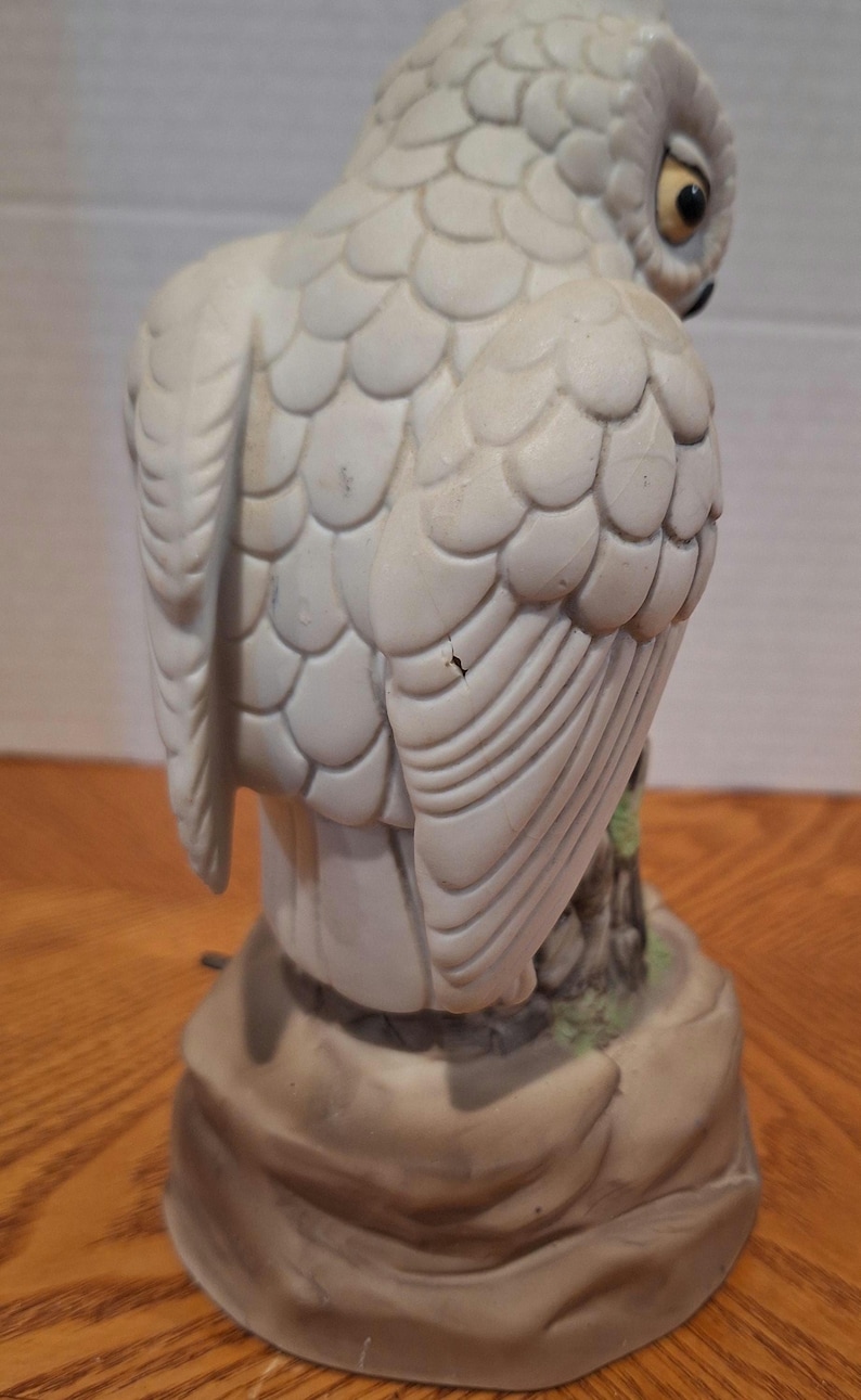 Vintage Ceramic White Owl on Tree Stump Figurine Music Box, Made in ...