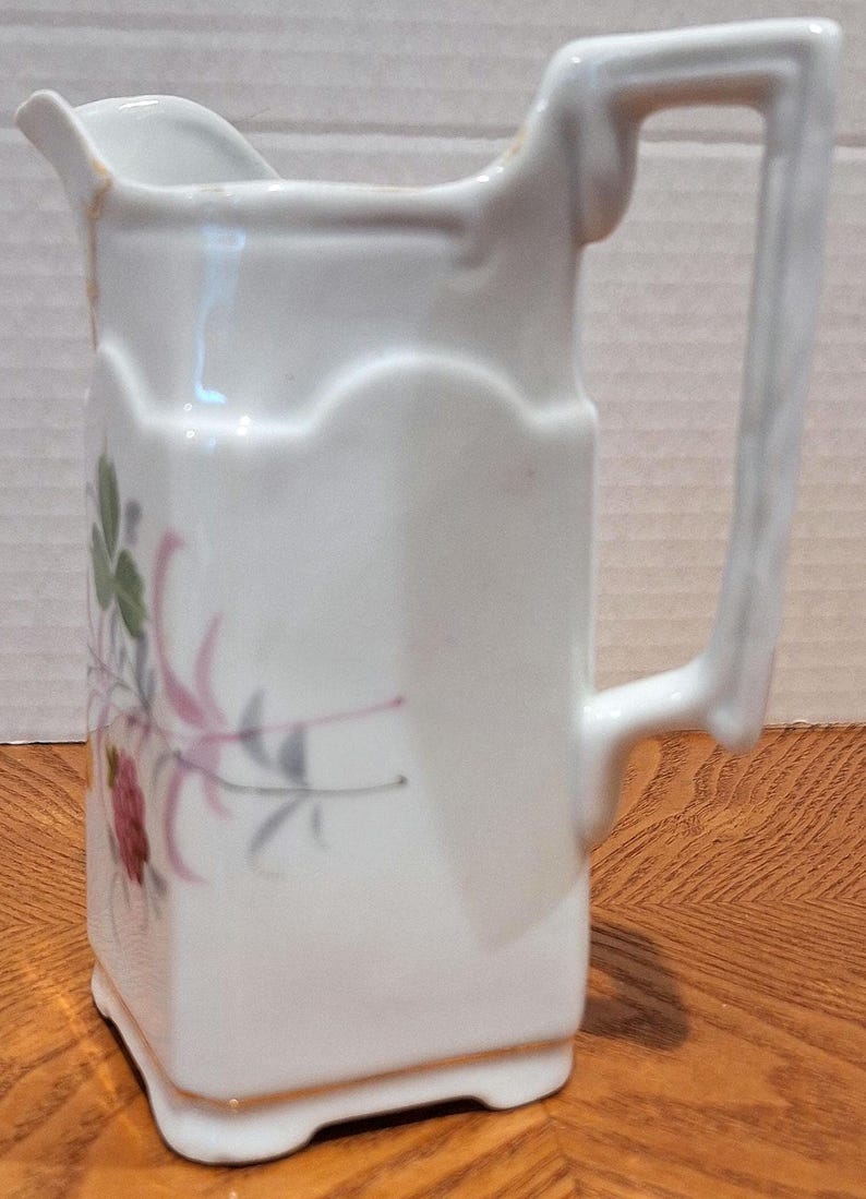 Rare Antique Hand-painted Floral Porcelain Milk Pitcher Molded in ...