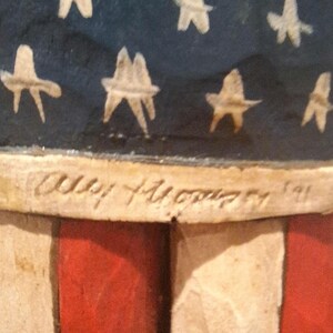 Vintage Handcrafted Folk Art Patriotic Santa by Ally Thompson 1991, One ...