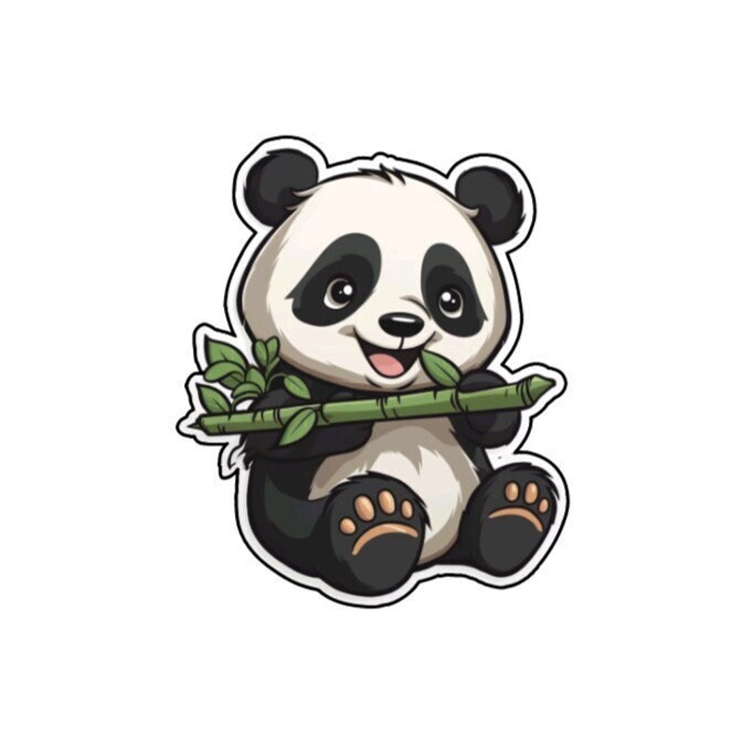 Panda Eating Bamboo Sticker EASY PEEL Weatherproof Die-cut - Etsy