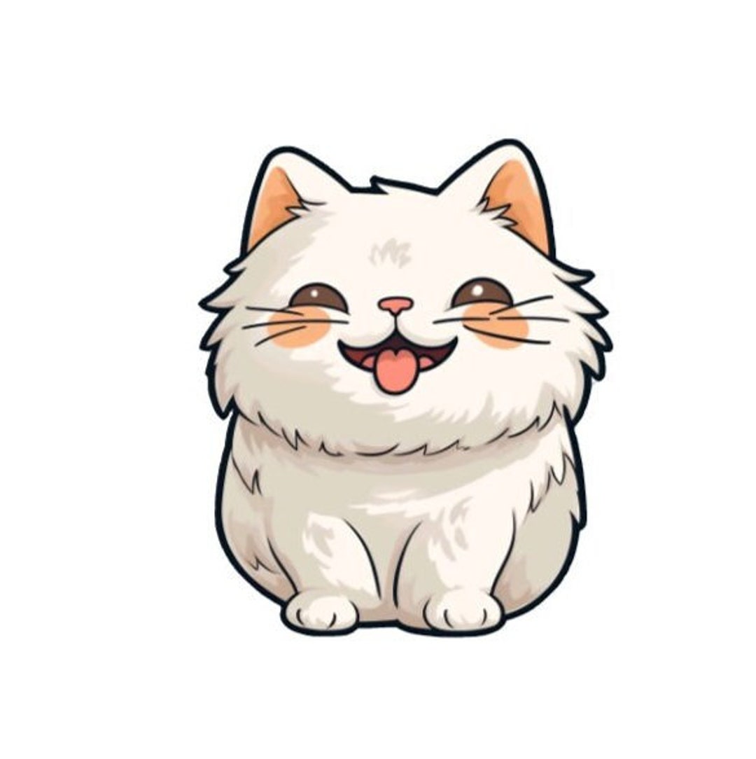 Fluffy Cat Sticker Weatherproof Die-cut Kids Party - Etsy