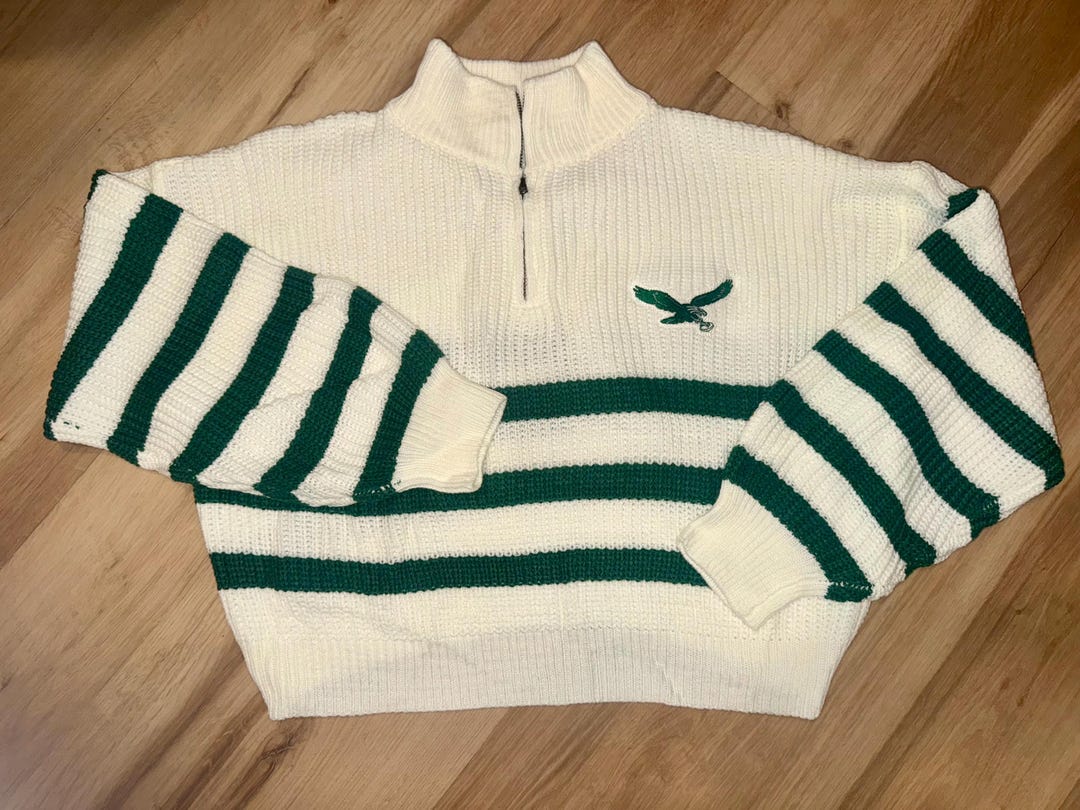 Women’s Eagles Quarter Zip Cropped Sweater Large - Etsy