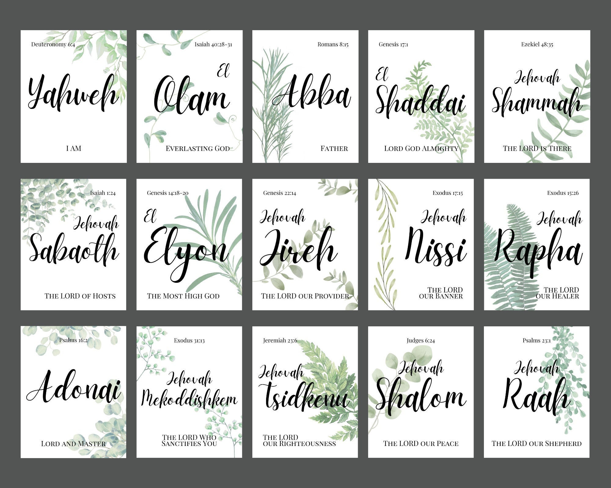Names of God Posters - Set of 15 - Etsy