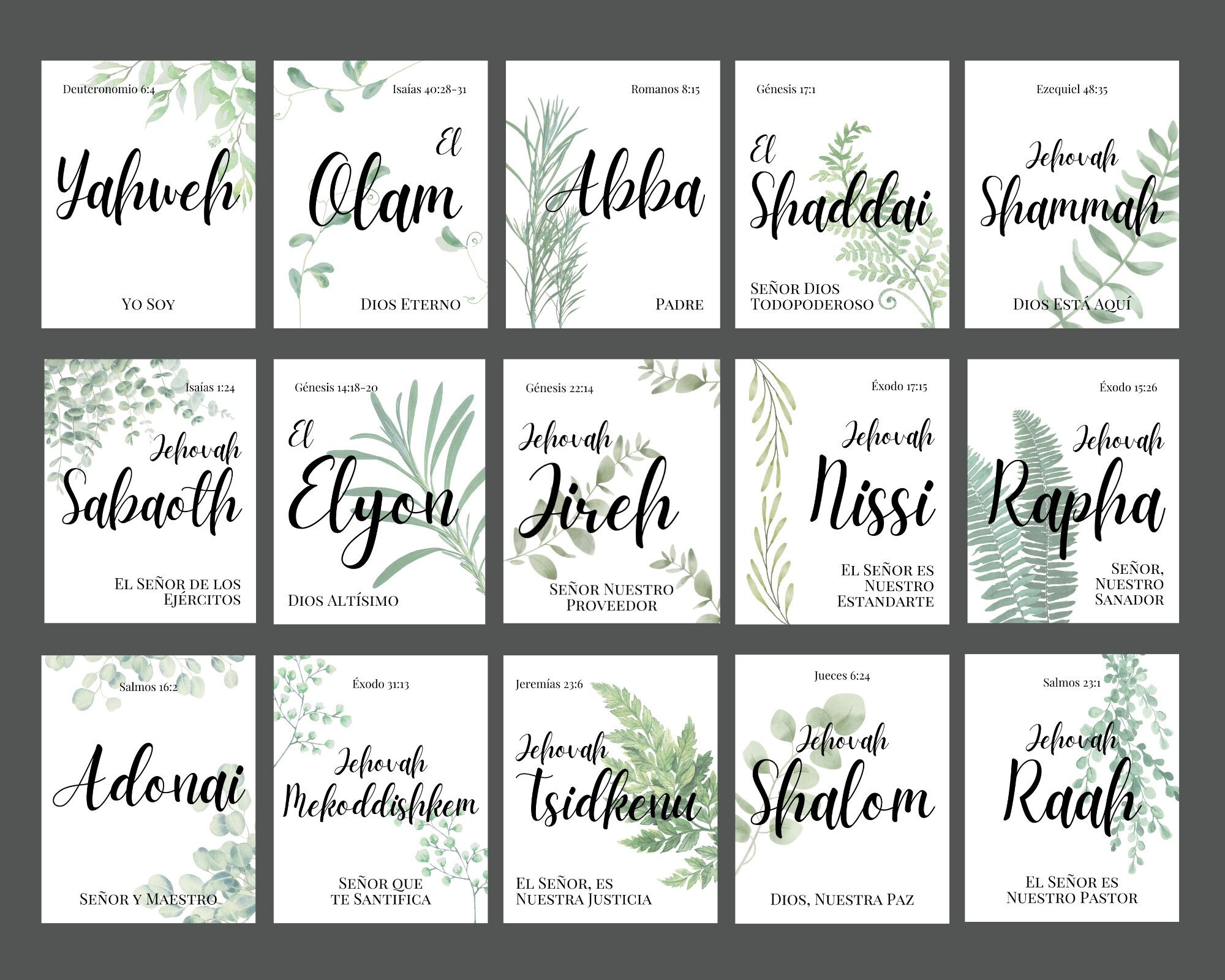 Nombres De Dios Pósters (names of God Posters) - Set of 15 - Etsy