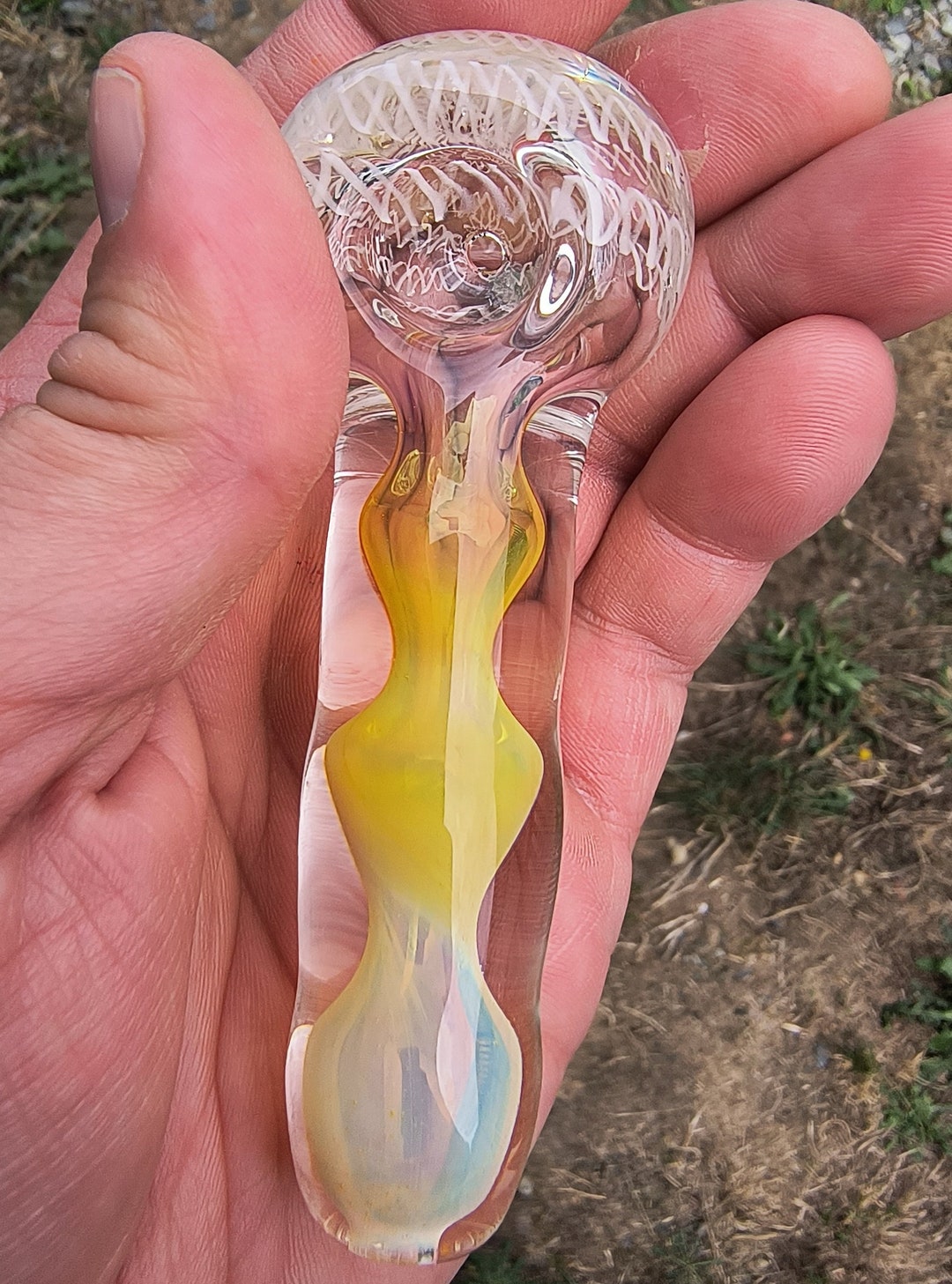 Handmade Color Changing Glass Pipe With White Laticino - Etsy