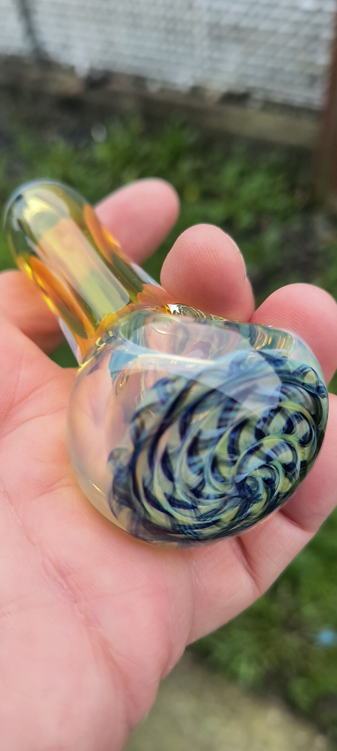 Thick Color Changing Pipe With Turbo Cobalt and Transparent Latticino ...