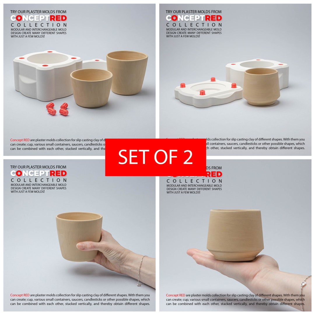 Slip Casting Plaster Mold Set of 2 for Cup Mug Vessel Bowl Conceptred ...