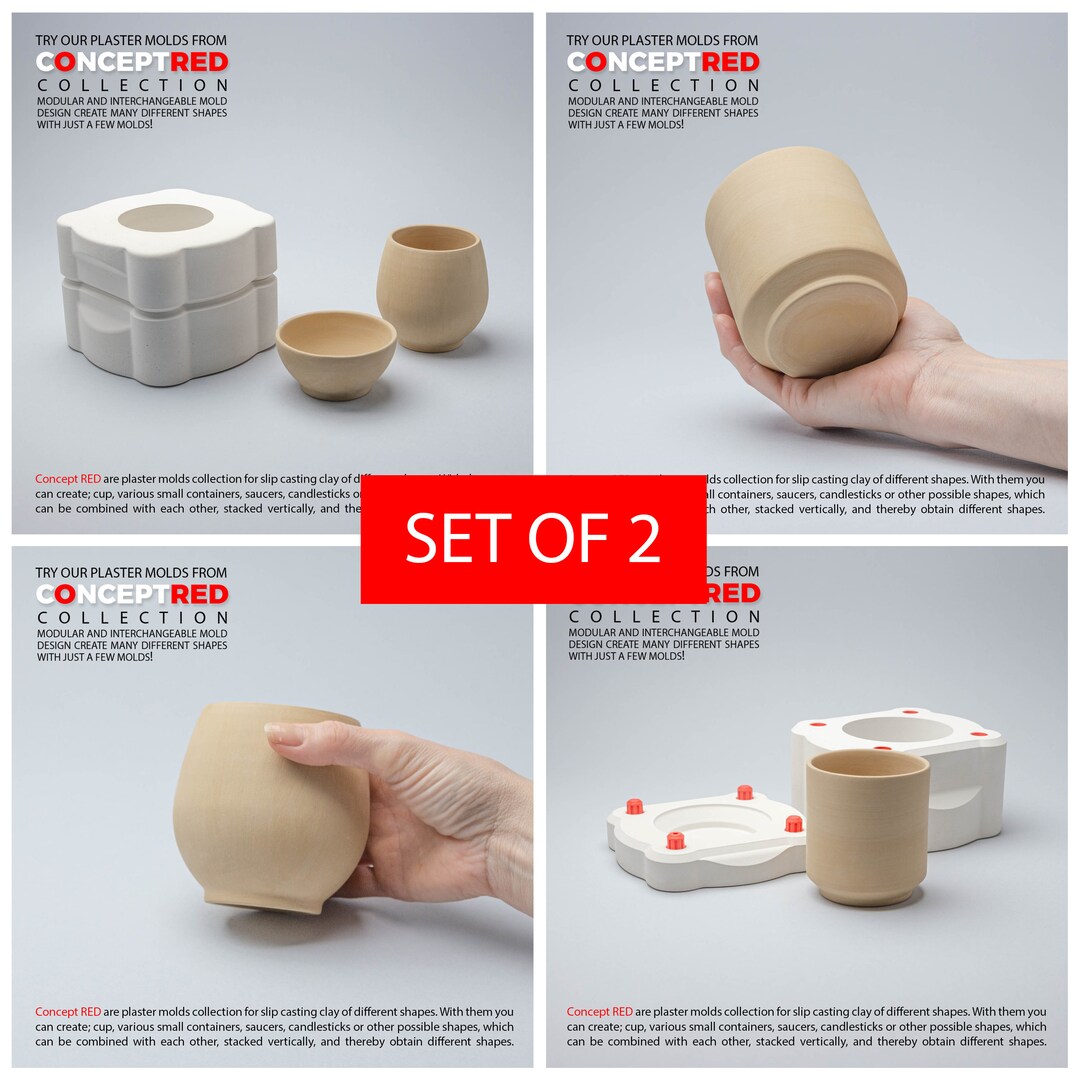 Slip Casting Plaster Mold Set of 2 for Cup Mug Vessel Bowl Conceptred ...