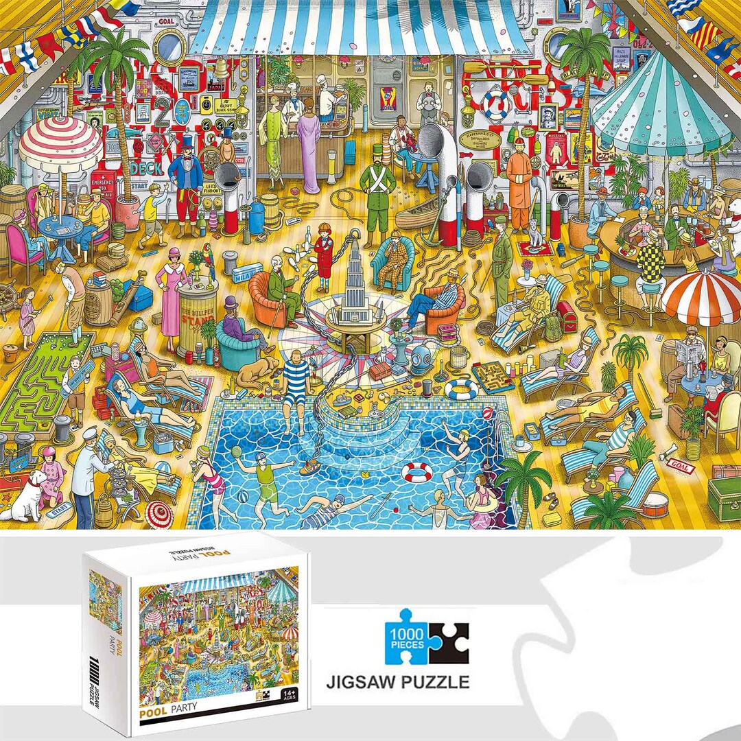 CHRISTMAS Gift 1000 Piece Pool Party Jigsaw Puzzle • Home Decor and ...