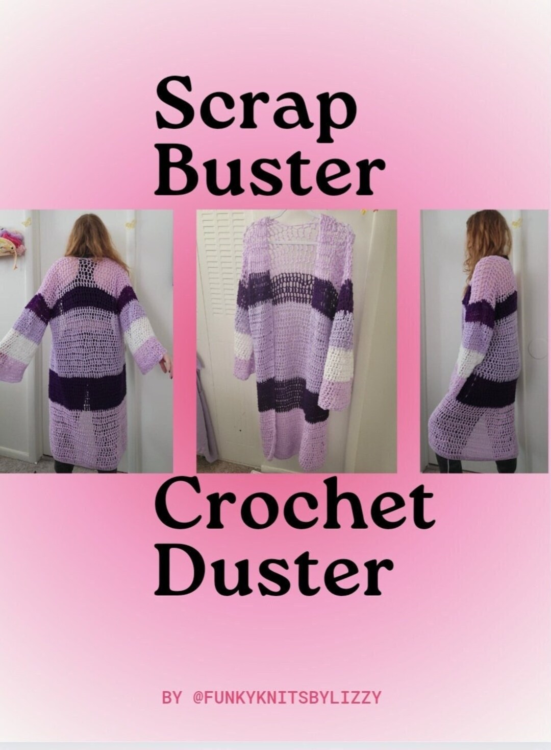Scrap Buster Crochet Duster PDF Pattern, Long Cardigan Pattern, Women's ...