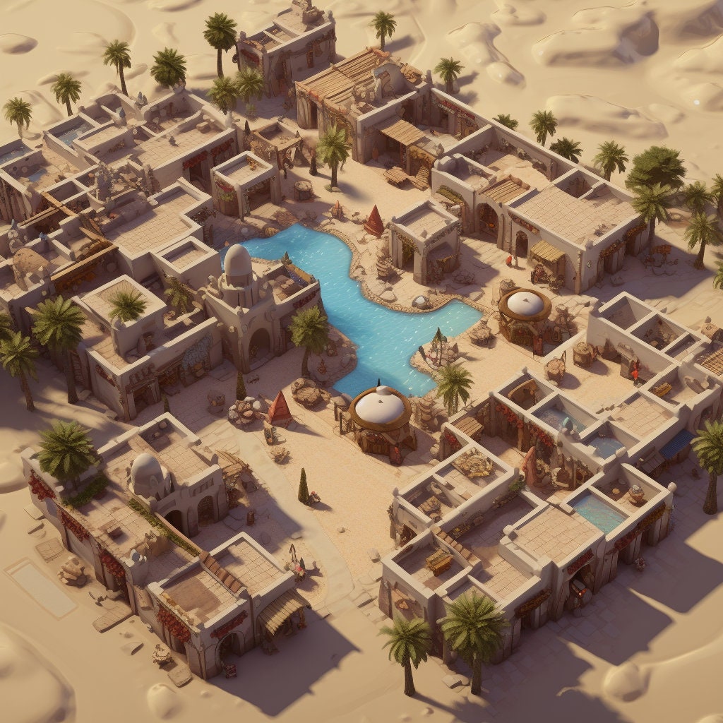 12 Dungeons and Dragons Map Set, Oasis Town, DND Dungeon Maps, Game ...