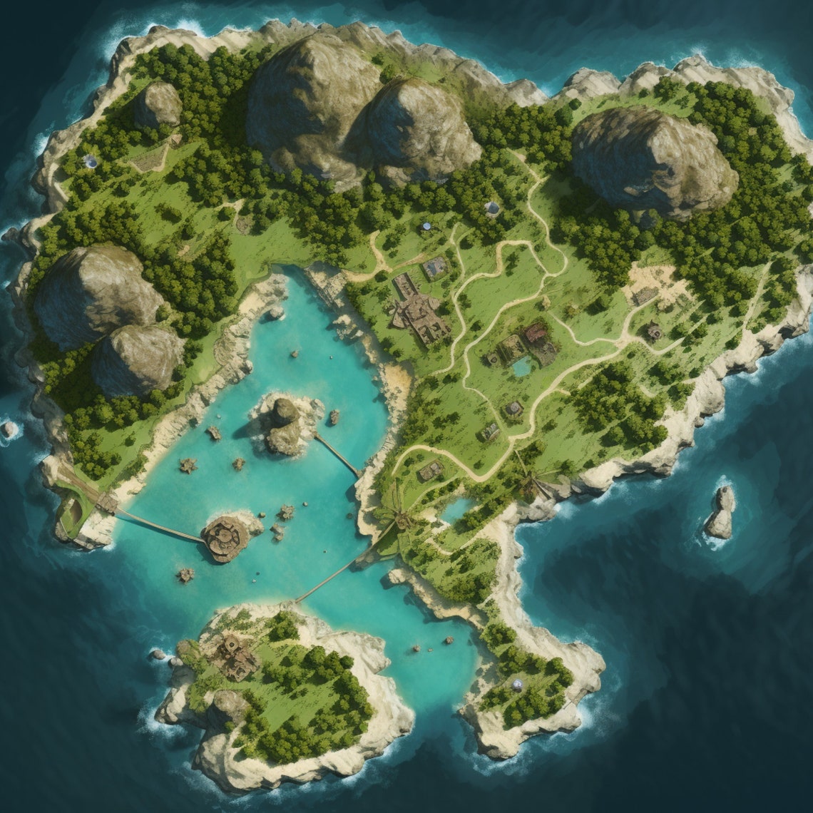 12 Dungeons and Dragons Map Set, Island, DND Dungeon Maps, Game ...