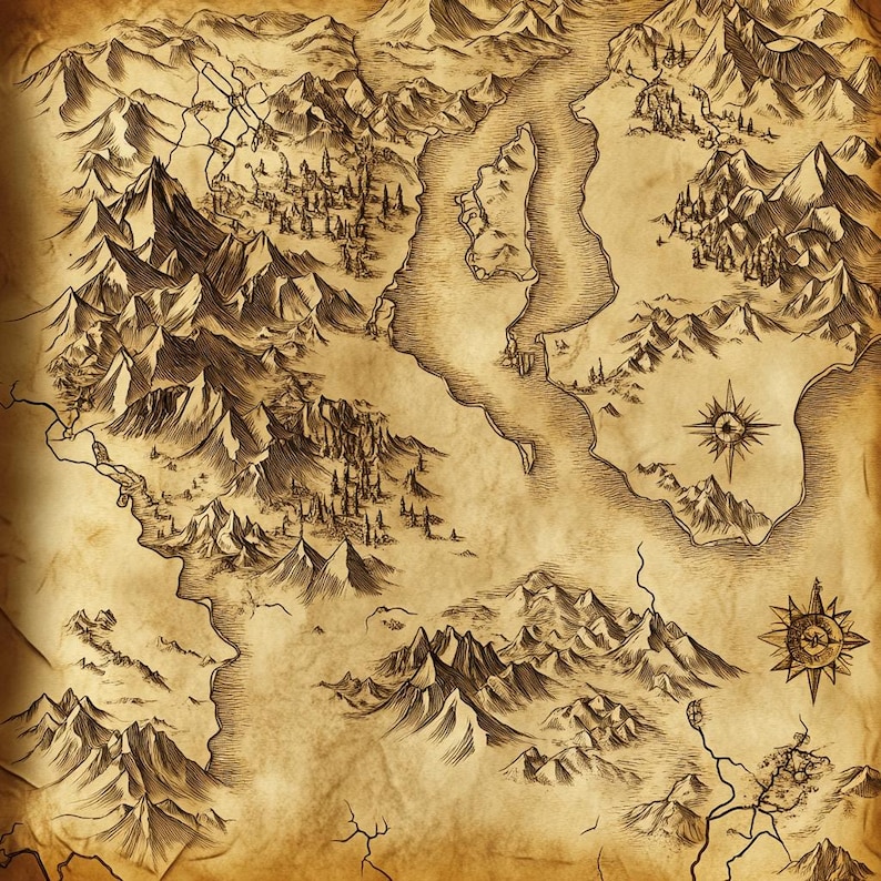 12 LOTR Vintage Style Fantasy Map, Antique World Map Print, Old World ...