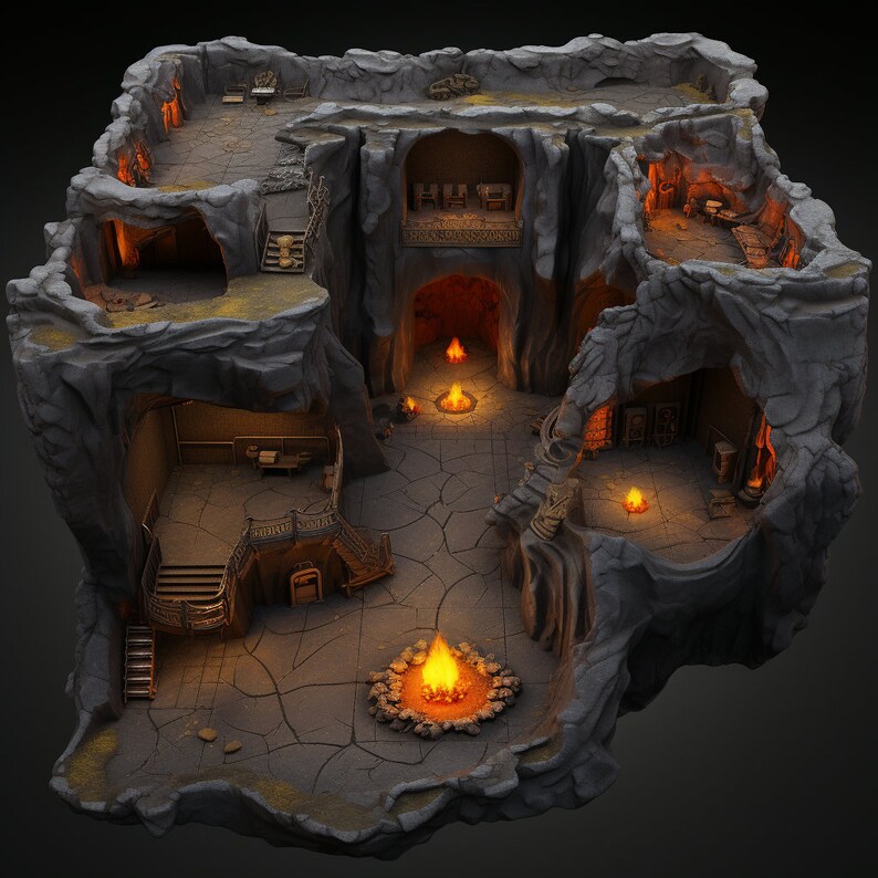 12 Dungeons and Dragons Map Set, Volcanic Forge, DND Dungeon Maps, Game ...