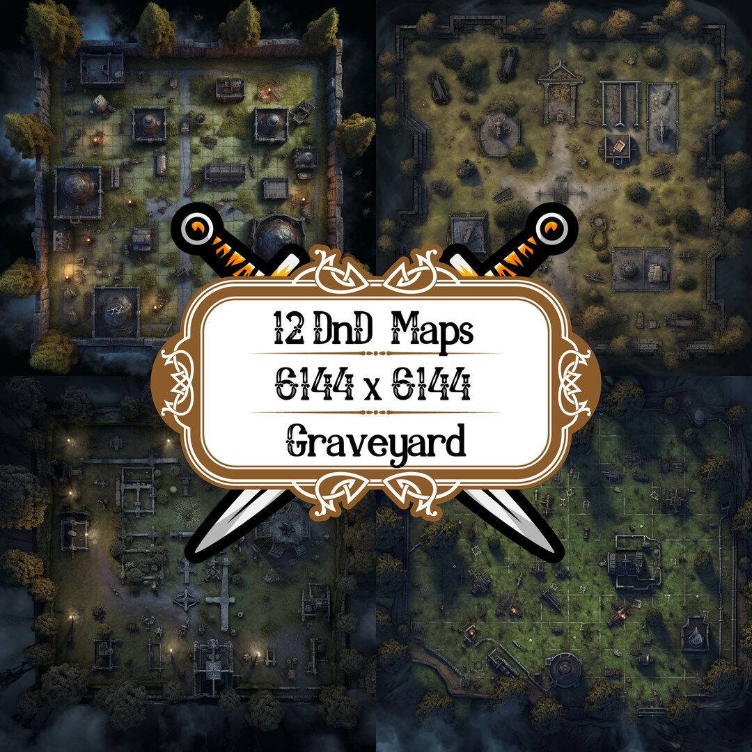 12 Dungeons and Dragons Map Set, Graveyard, DND Dungeon Maps, Game ...
