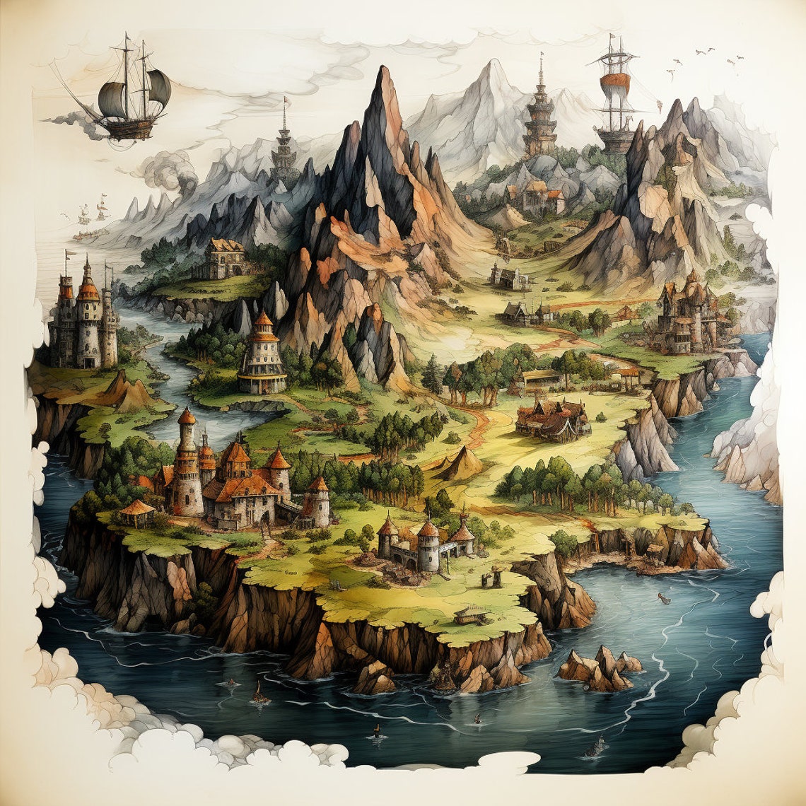 20 Vintage Style Fantasy Map Antique World Map Print Old - Etsy Australia