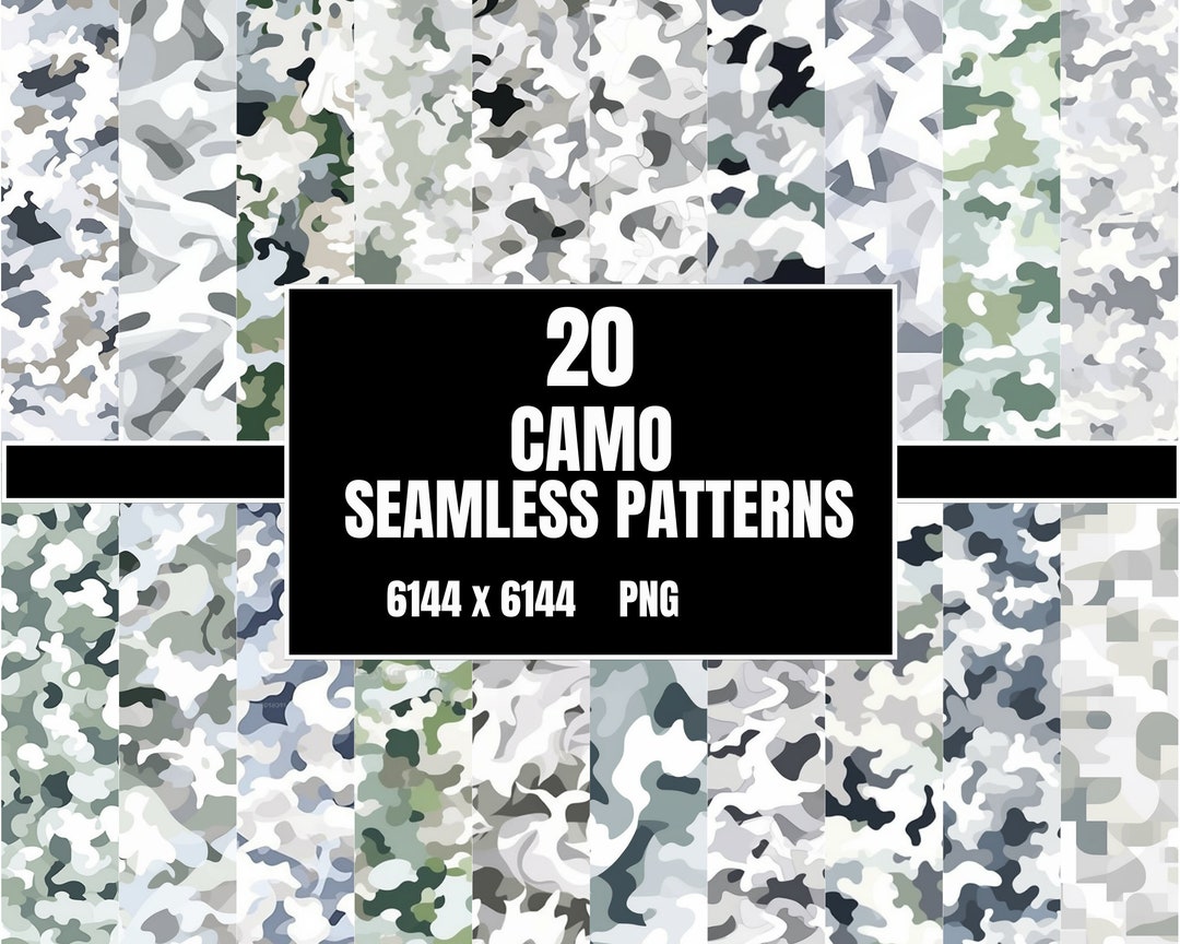 20 White Camouflage Seamless Patterns PNG - Digital Paper - Digital ...