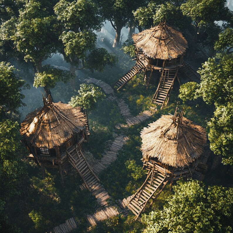 12 Tree Huts PNG, Dungeons and Dragons Map Set, Roll20, VTT, Foundry ...