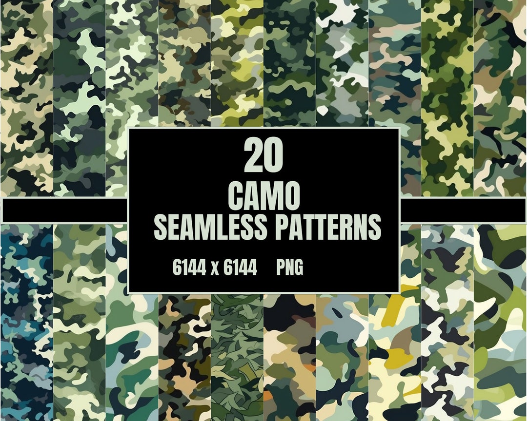 20 Camouflage Seamless Patterns PNG - Digital Paper - Digital Download ...