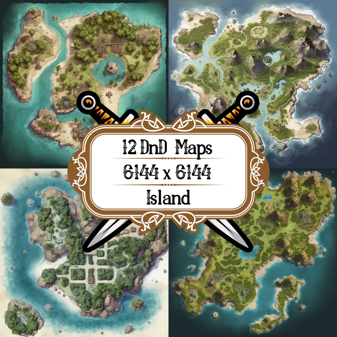 12 Dungeons and Dragons Map Set, Island, DND Dungeon Maps, Game ...
