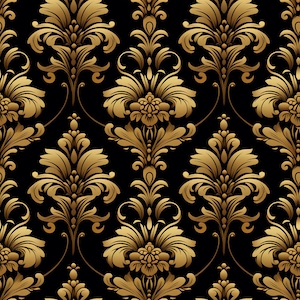 20 Digital Black and Gold Damask Patterns, Seamless Background, Instant ...