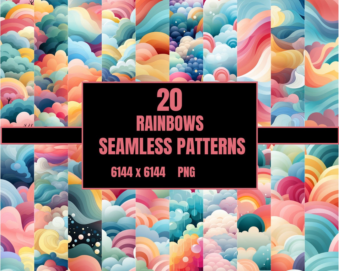 20 Rainbow Seamless Patterns PNG - Digital Paper - Digital Download ...