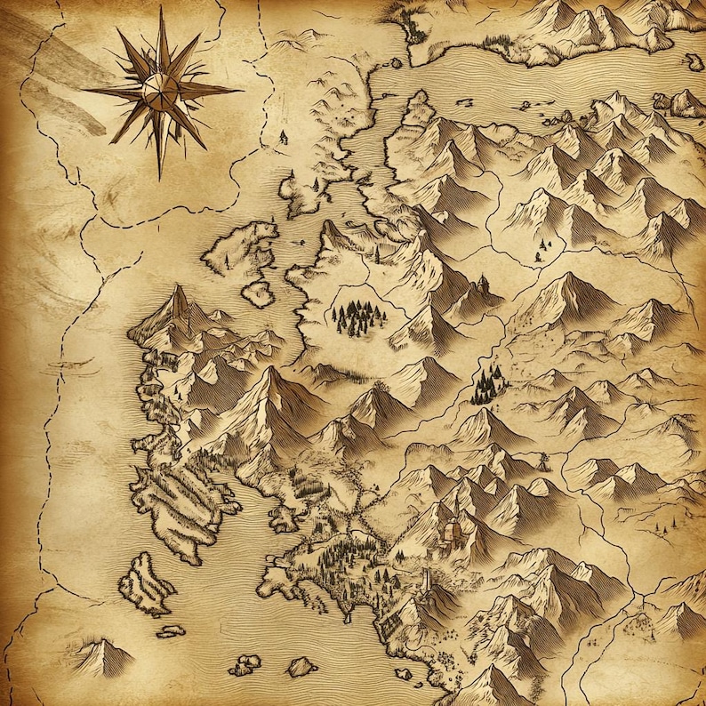 12 LOTR Vintage Style Fantasy Map, Antique World Map Print, Old World ...