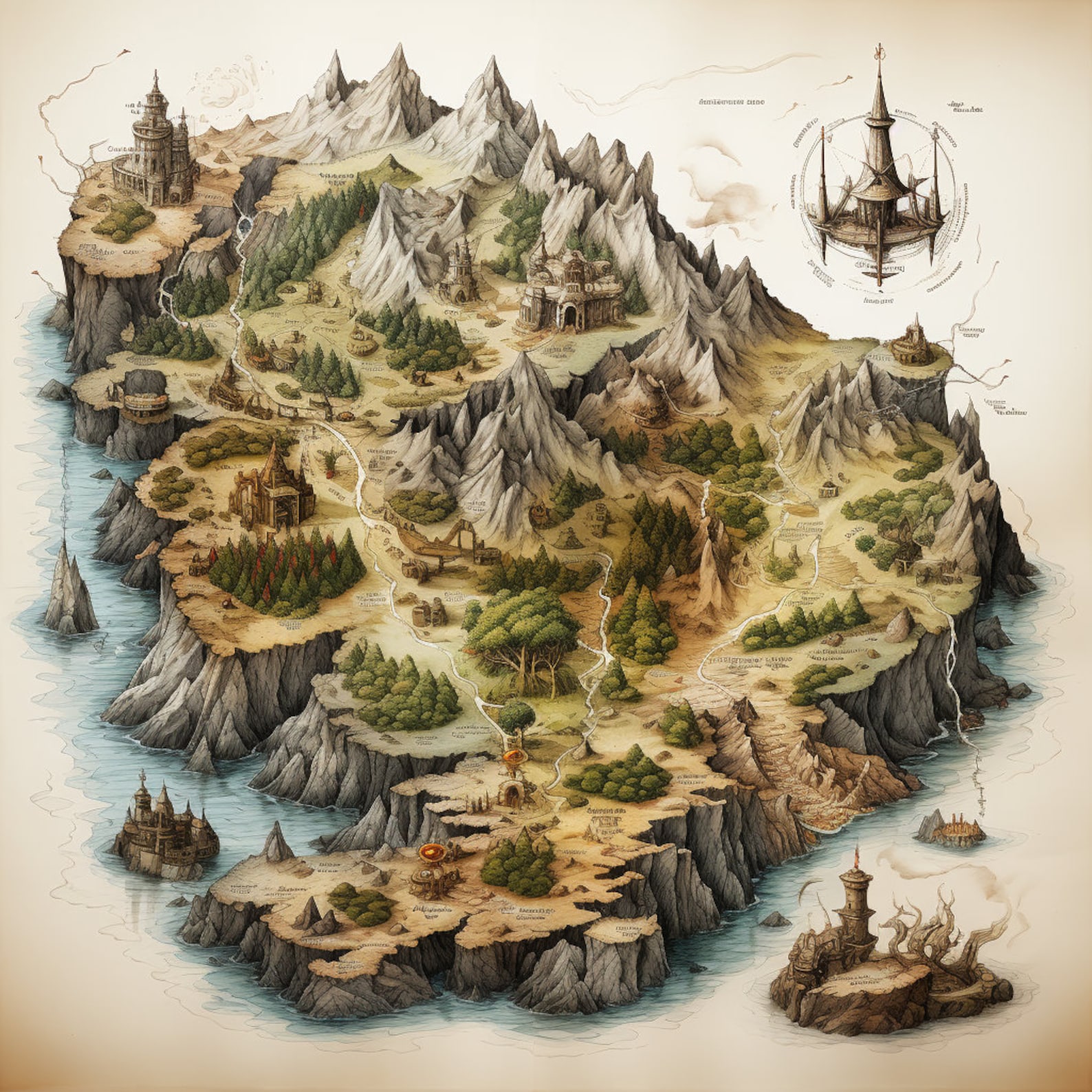 20 Vintage Style Fantasy Map, Antique World Map Print, Old World Wall ...