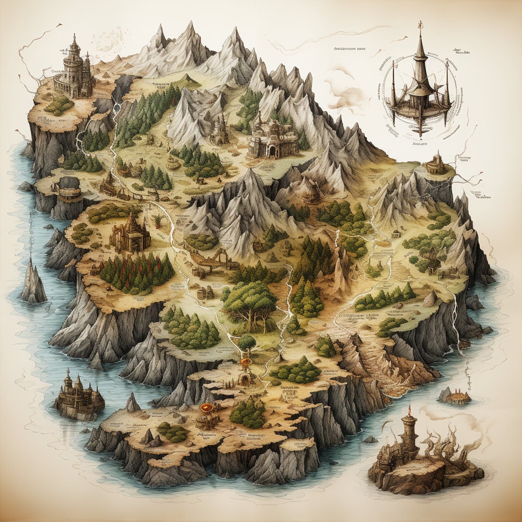 20 Vintage Style Fantasy Map, Antique World Map Print, Old World Wall ...